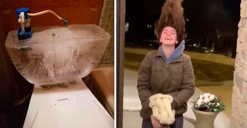 Cold Snap In The Midwest Made Woman's Hair Stand On End