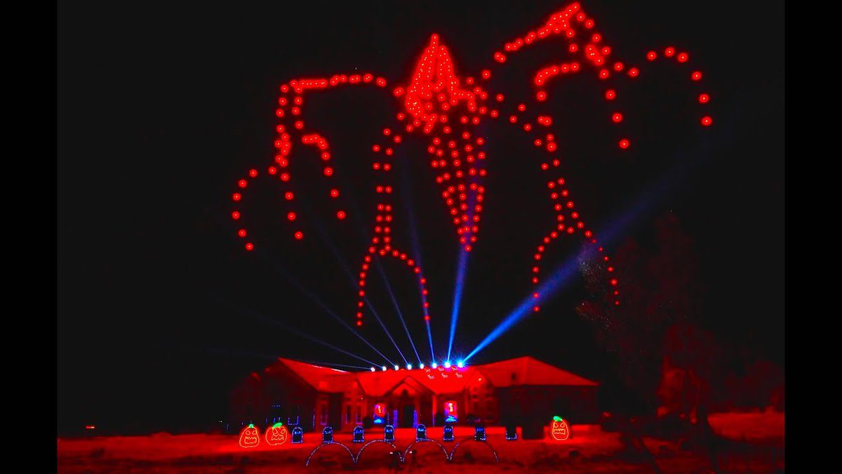 300 Drones Conjure Up Surprises In Spectacular Halloween Home Light Show
